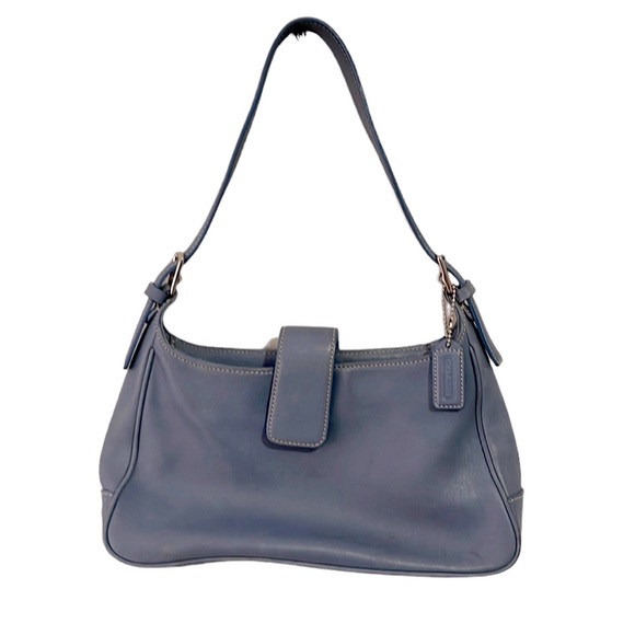 Coach | Bags | Coach Blue Leather Shoulder Bag | Poshmark